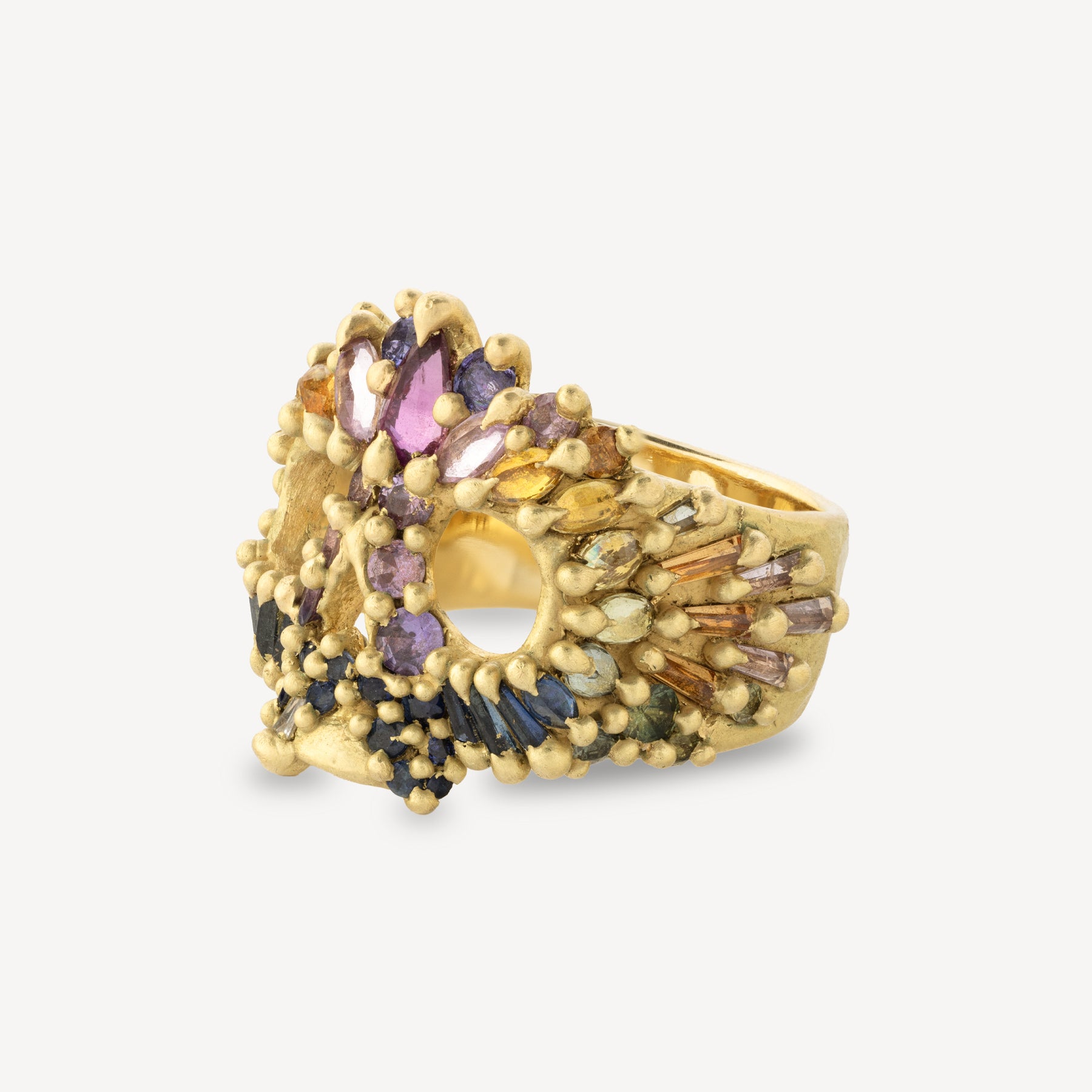 Rainbow confetti skull ring - Polly Wales Fine Jewerly - Bagues avec ...
